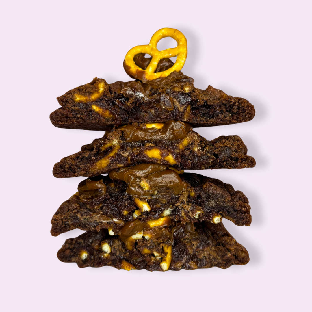 Brownie Batter Dulce de Leche Pretzel Cookie | Floozie Stuffed Cookies ...